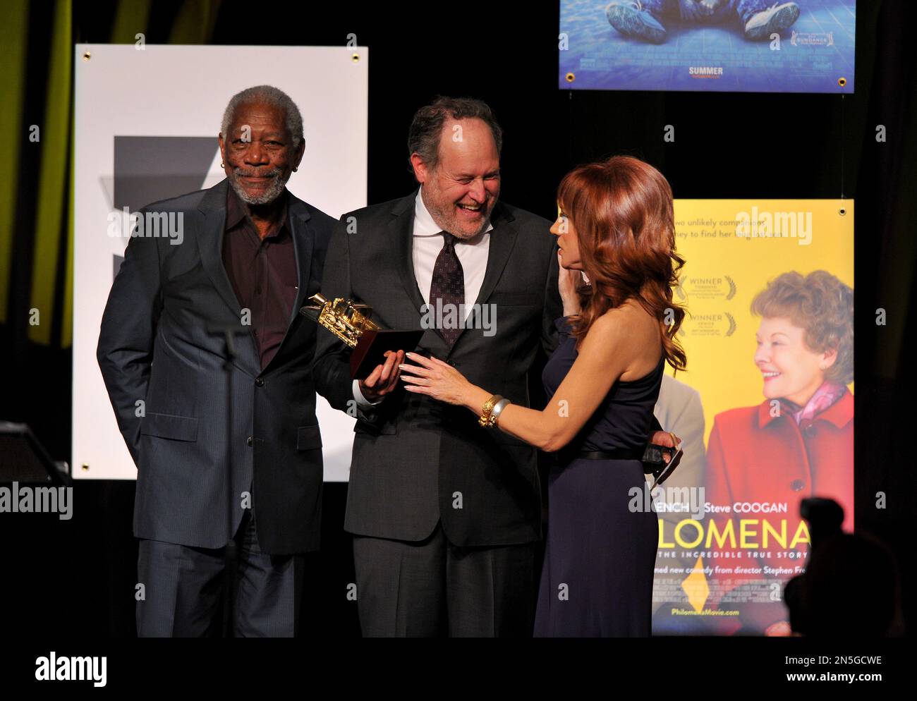 From left, Actor Morgan Freeman, Jon Turteltaub, and Kathy Griffin ...