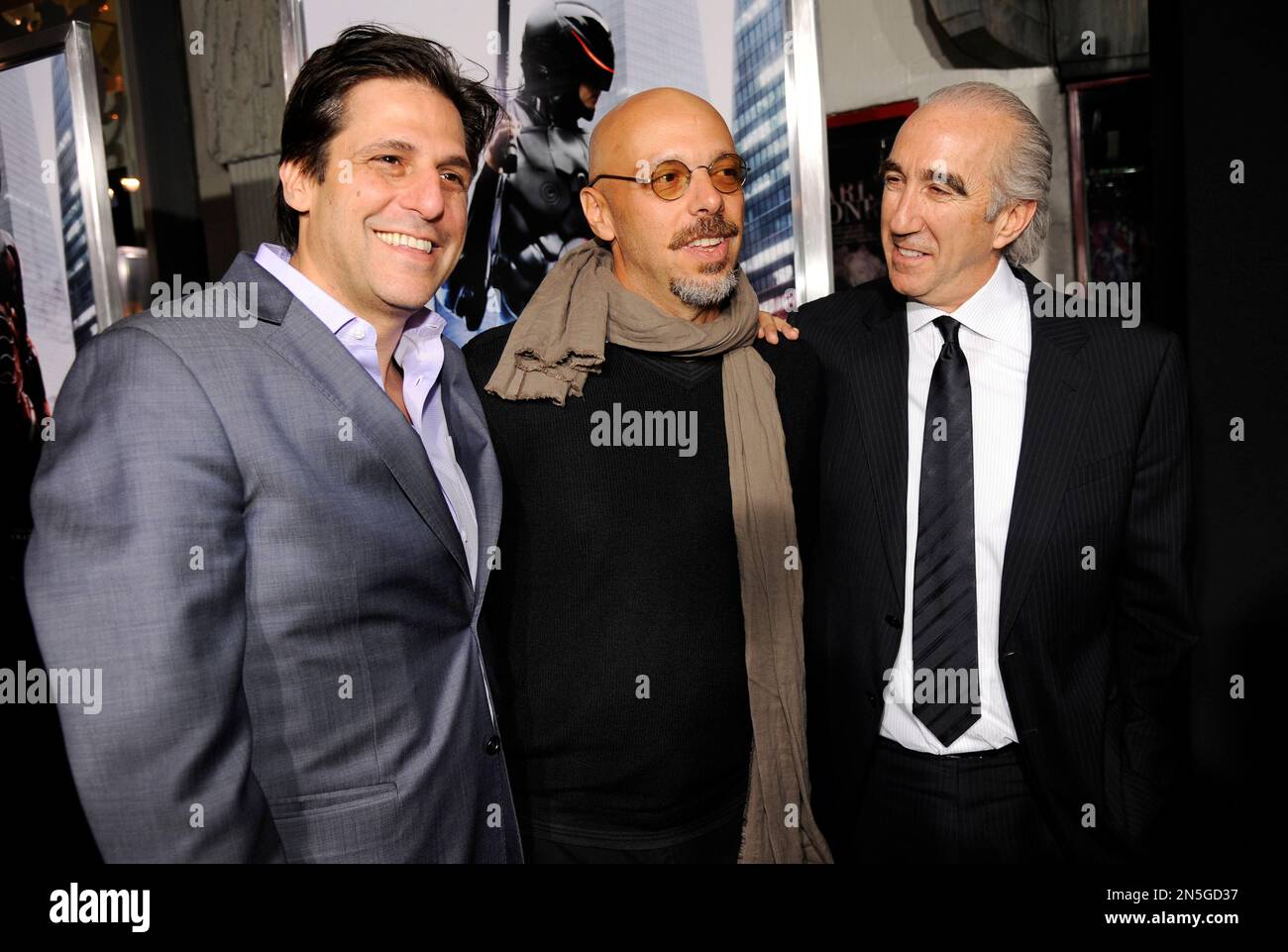 Jose Padilha, center, director of "Robocop," poses with Jonathan ...