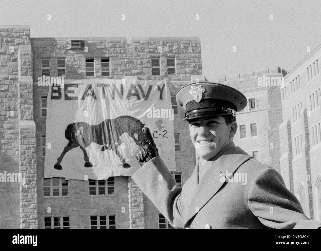 Freshman cadet Robert Leo Jr. of Syracuse, N.Y. shows his feelings as ...