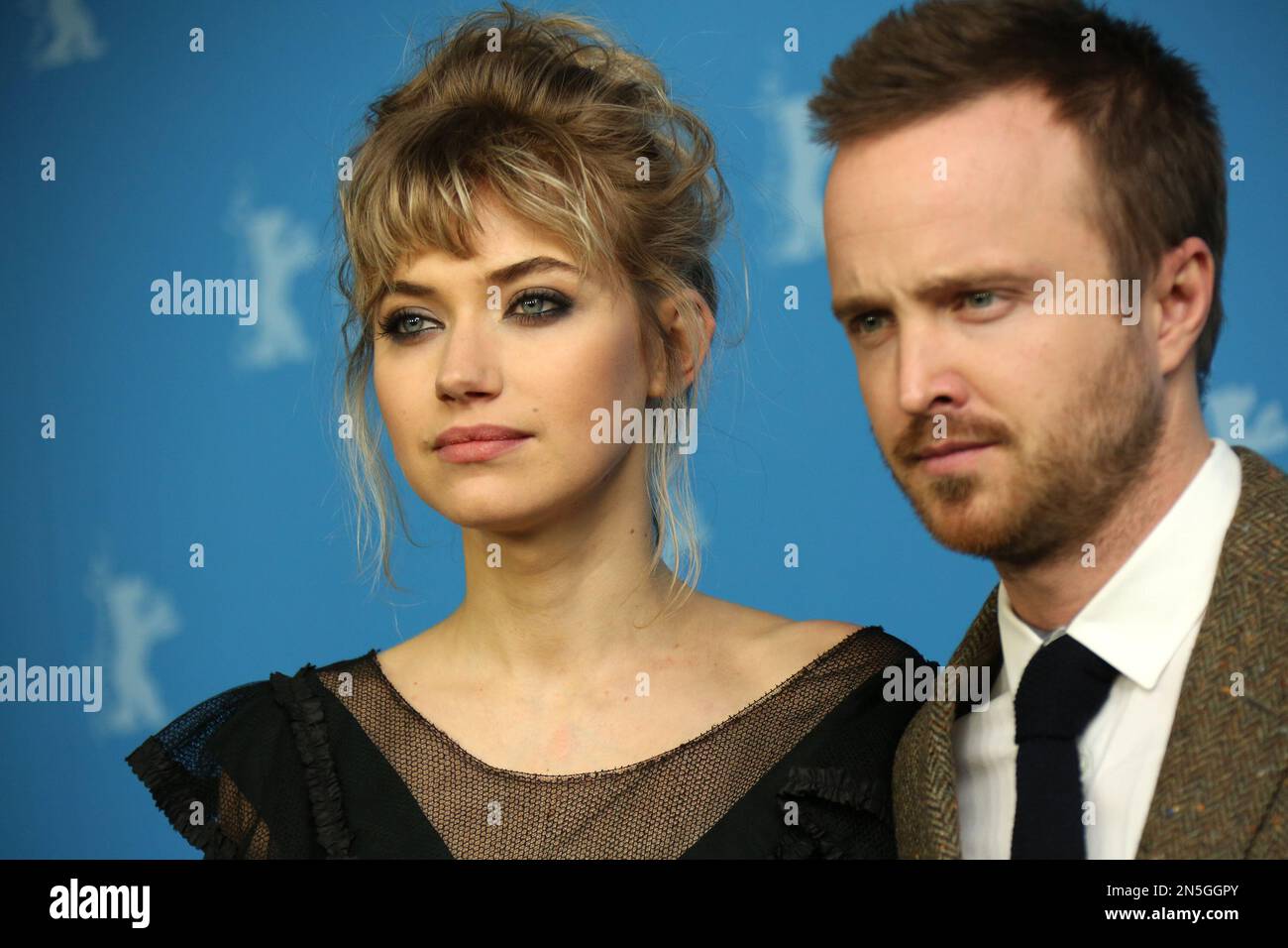 Actors Imogen Poots and Aaron Paul attend the photo call for the film A ...