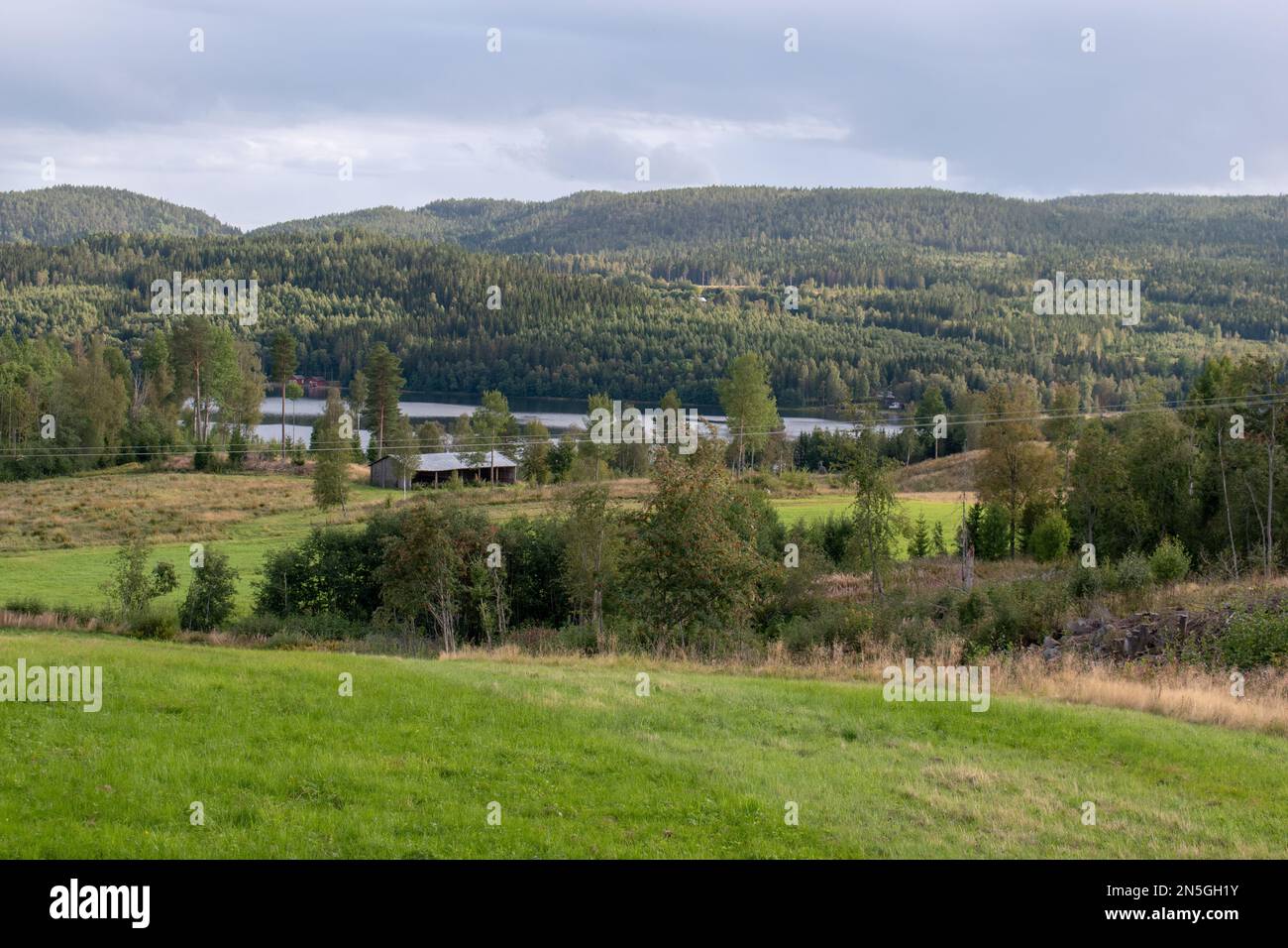 View to the South over the sea from a mountain in the High Coast area ...