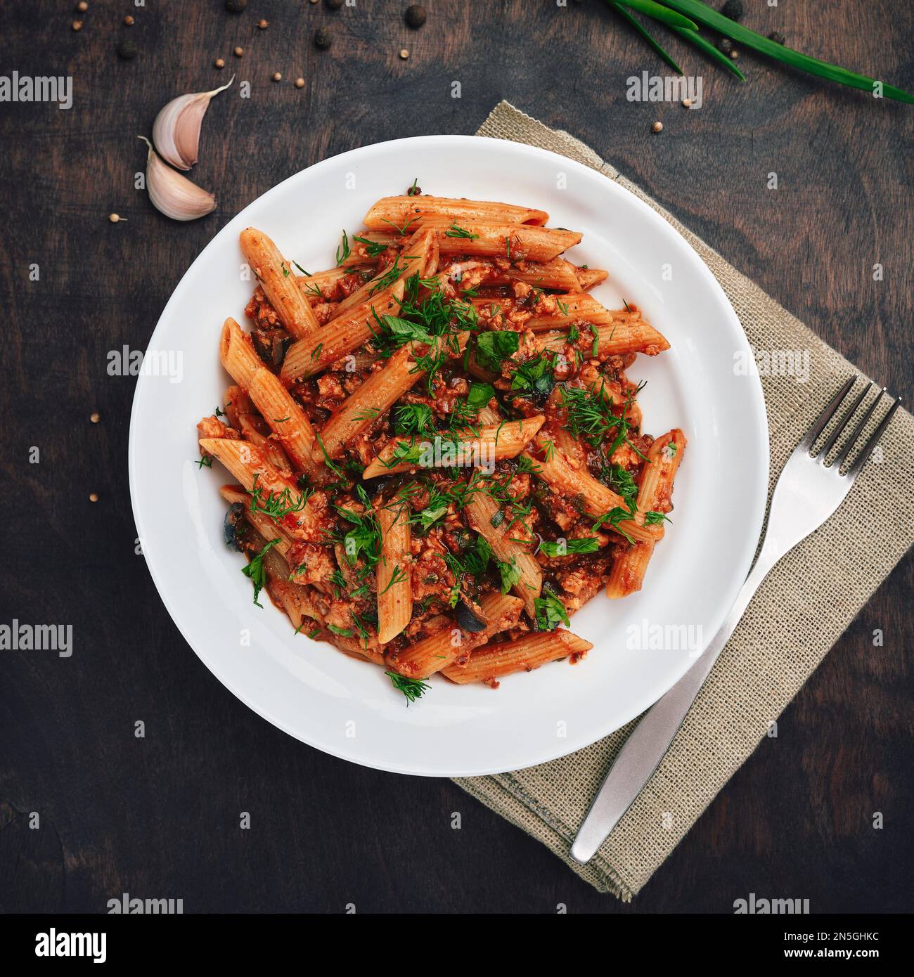 Traditional Italian cuisine: tasty pasta with bolognese sauce ...