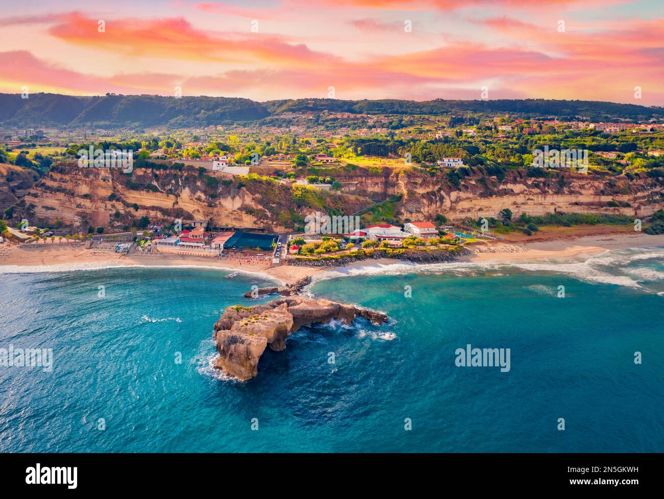 View from flying drone of Riachi rocks. Incredible sunrise in Riachi ...