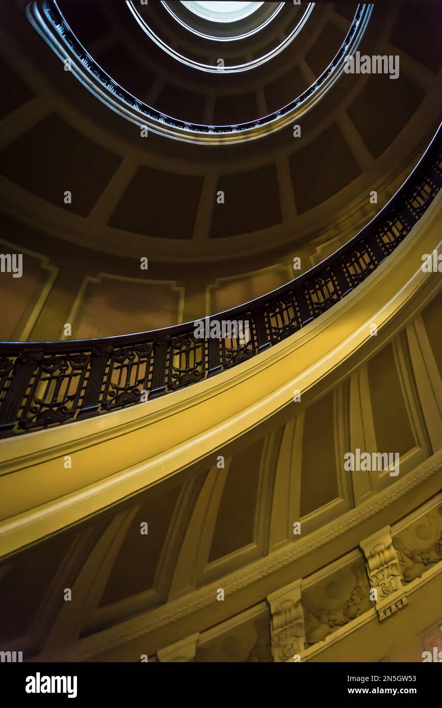 Beautiful old spiral staircase in an old building, the historic ...