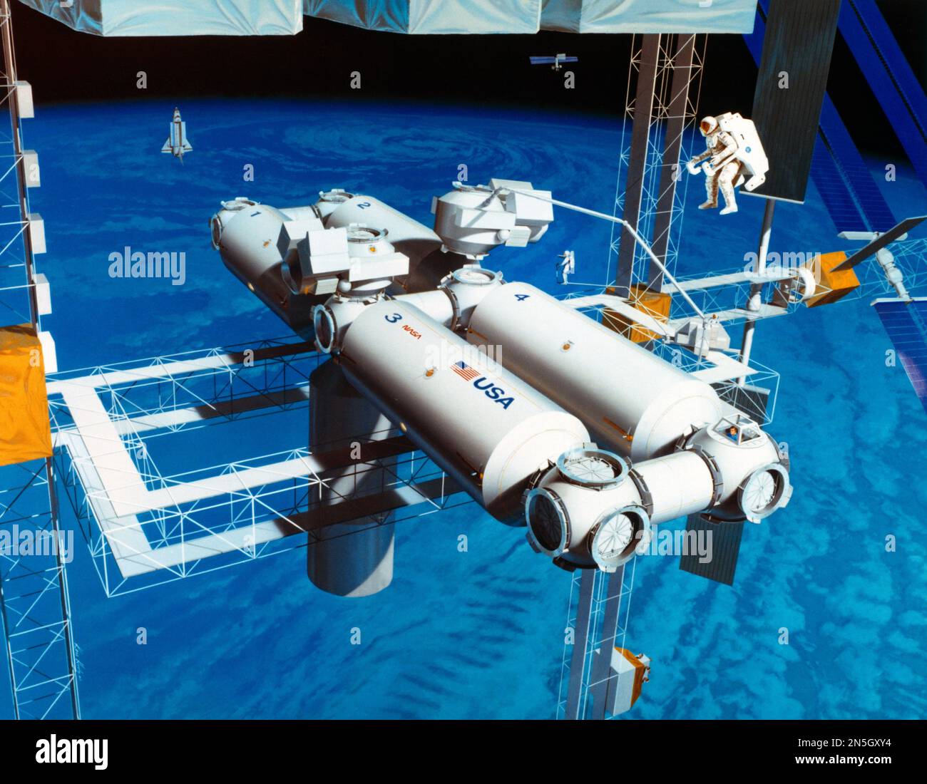 Space Station & Satellite Model - Nasa 86-hc-178 Stock Photo - Alamy