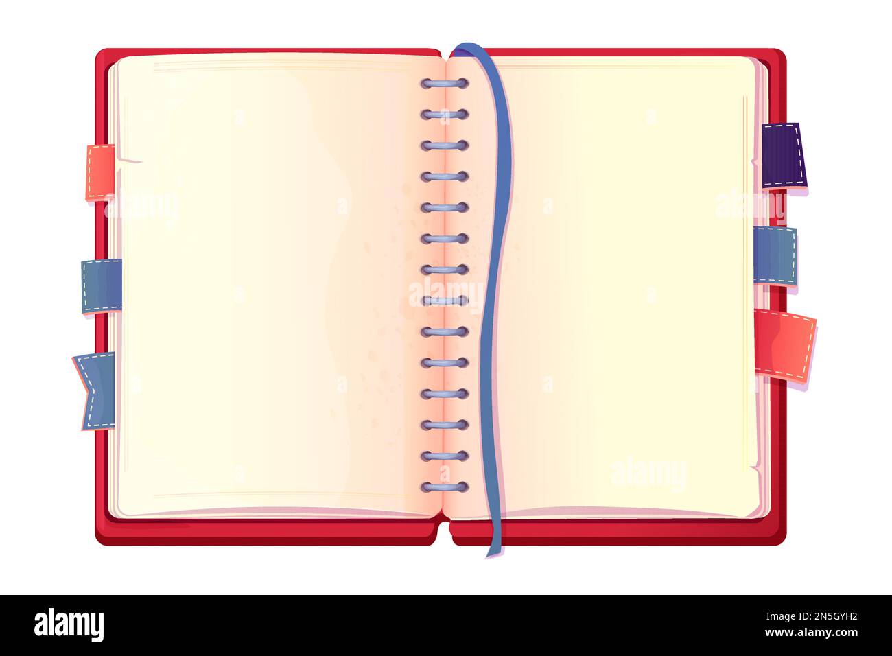 Diary, note book in cartoon style top view isolated on white background ...