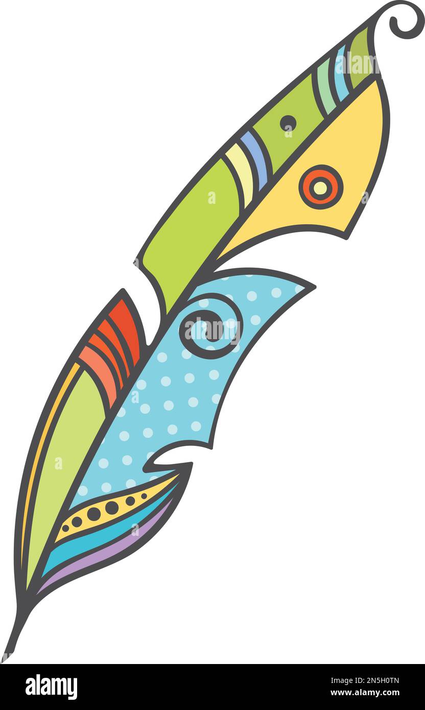 Feather color sketch. Decorative indian quill icon Stock Vector Image ...