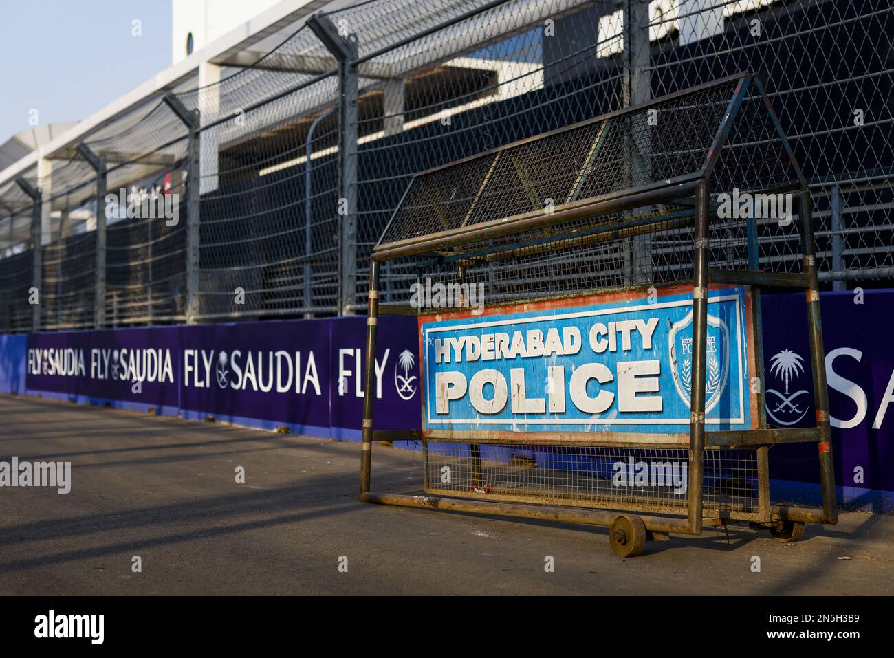 Illustration, preparation of the track during the 2023 Hyderabad ePrix ...