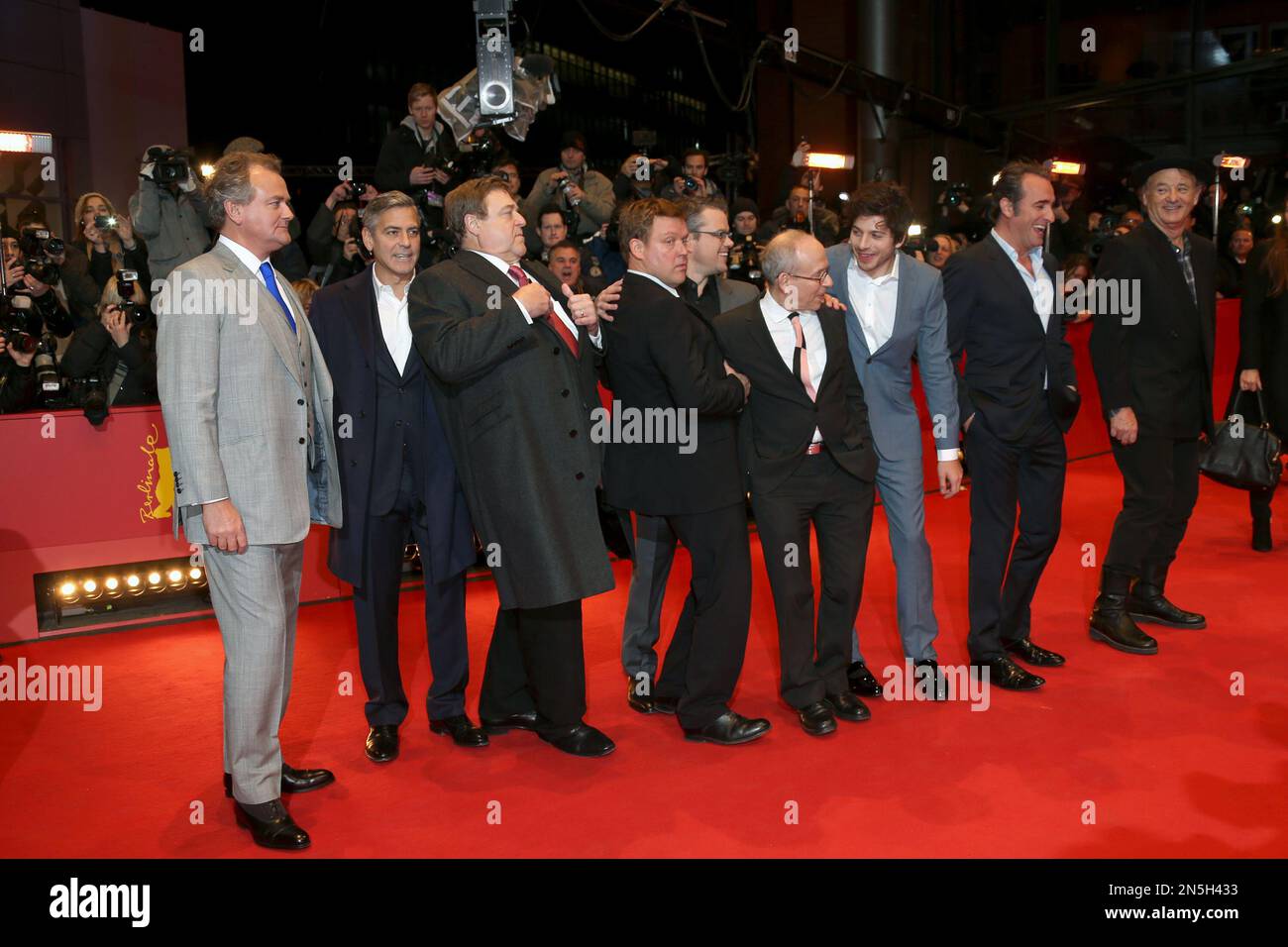 From left, actors Hugh Bonneville, George Clooney, John Goodman, Justus ...