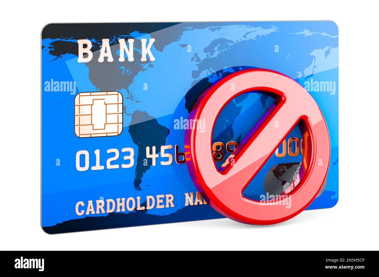 Credit Card with forbidden symbol, 3D rendering isolated on white ...