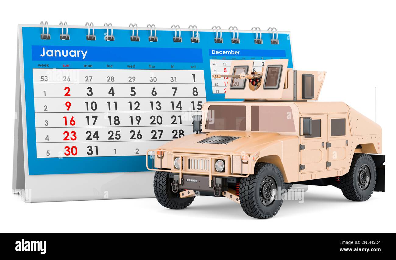High Mobility Multipurpose Wheeled Vehicle with desk calendar, 3D ...
