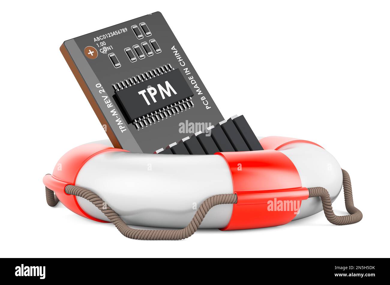 Trusted Platform Module, TPM with lifebuoy, 3D rendering isolated on ...