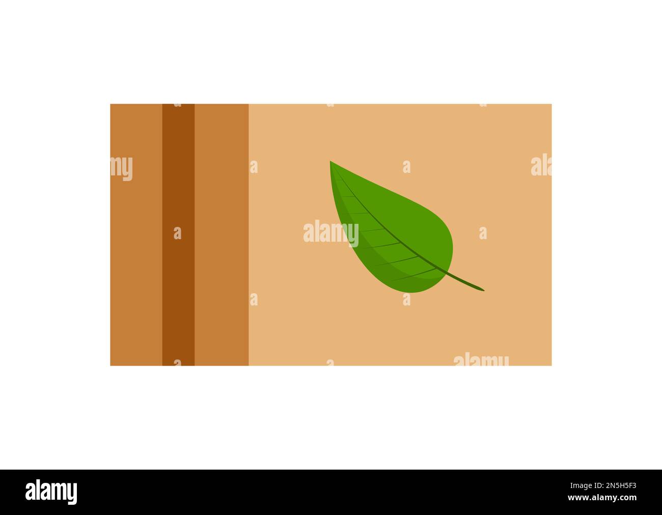 Sustainable recycle cardboard box with green leaves isolated on white ...