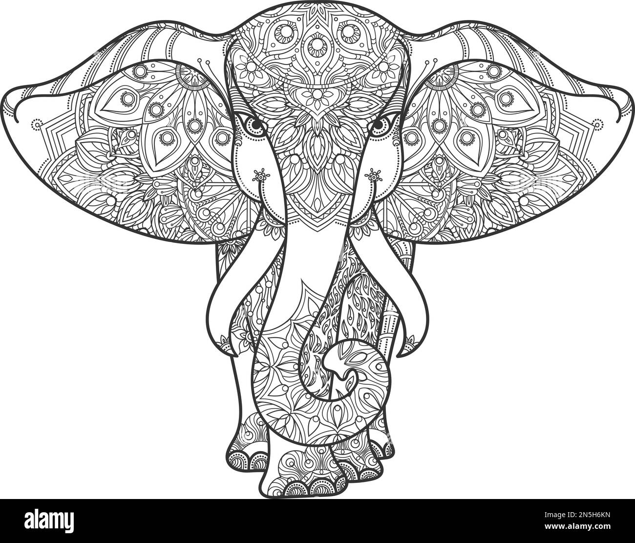 Elephant shape with decorative zen pattern. Ornate tattoo Stock Vector ...