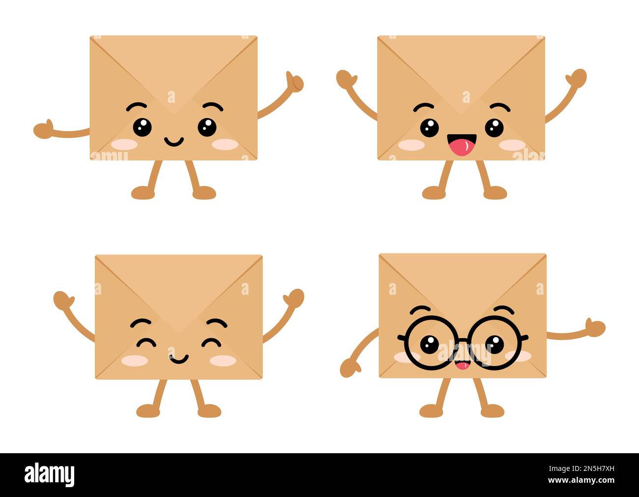 Craft envelopes cute kawaii character with arms and legs set Stock ...