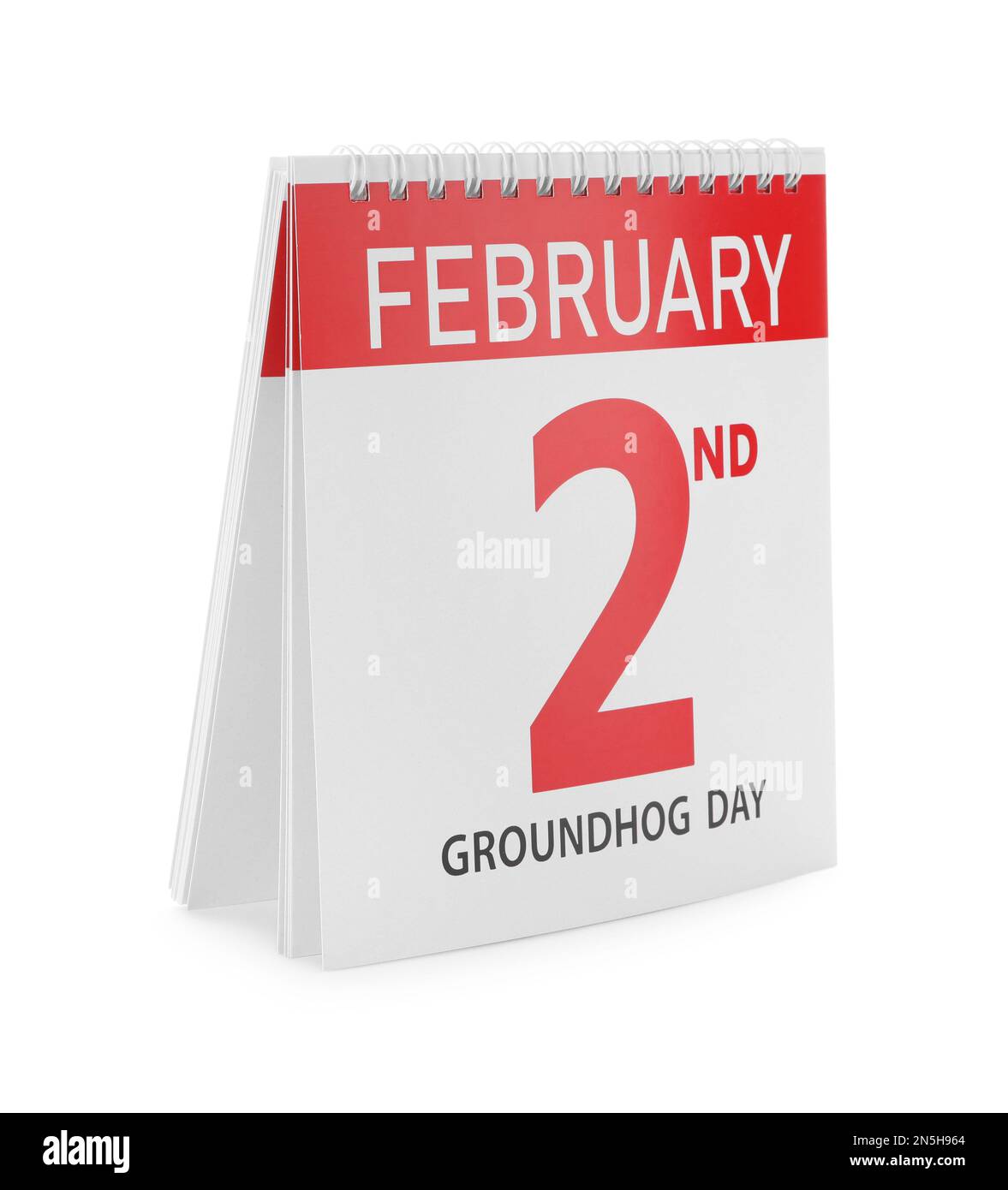 Calendar with date February 2nd on white background. Groundhog day ...