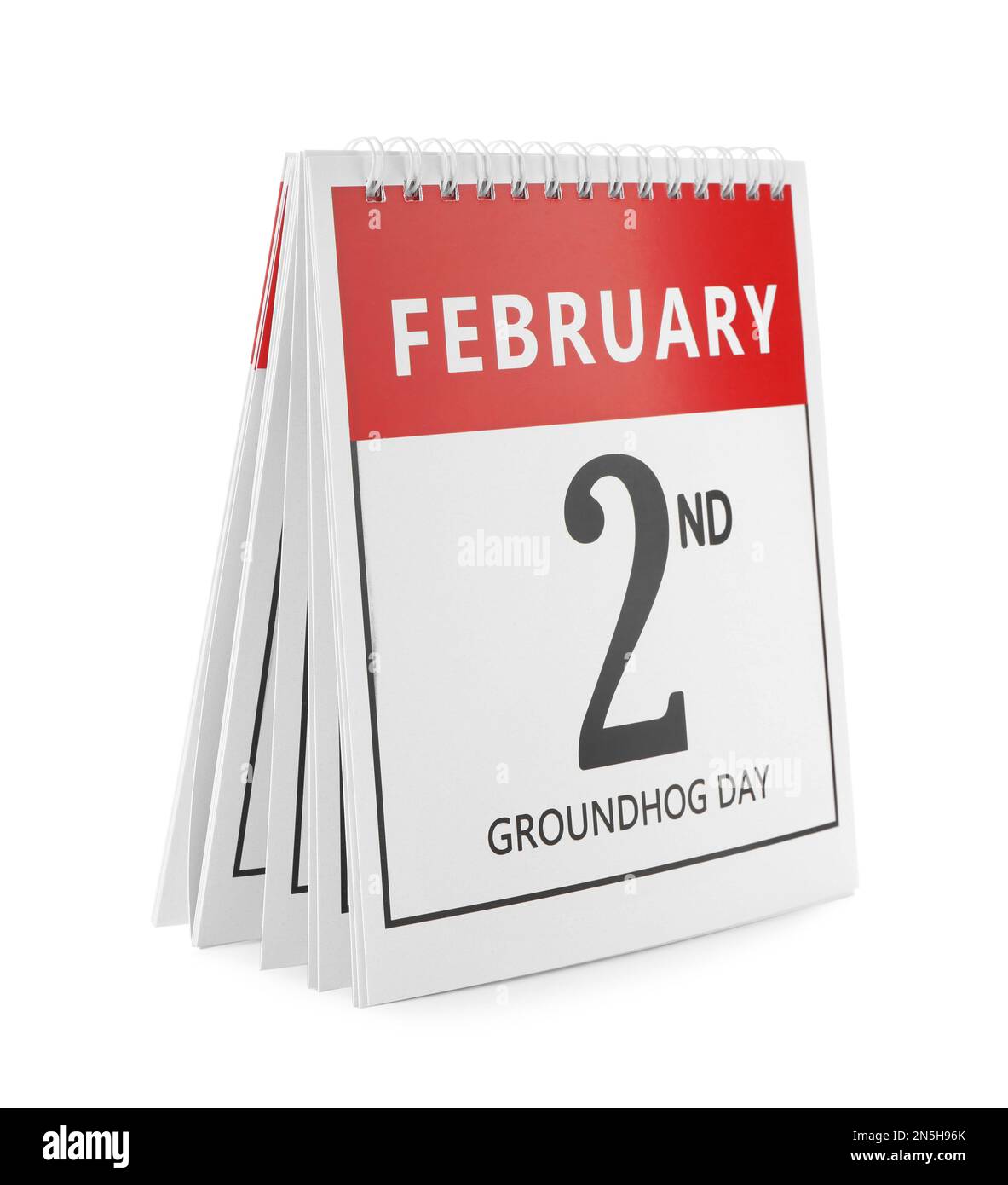 Calendar with date February 2nd on white background. Groundhog day ...