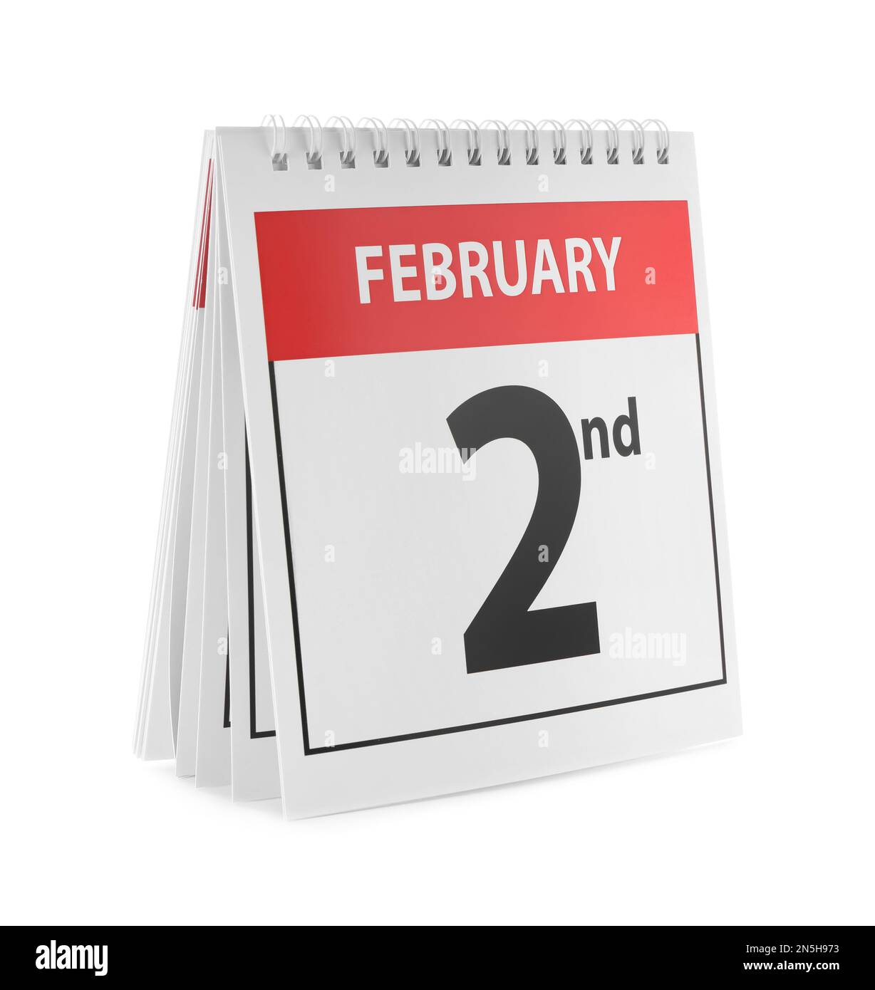 Calendar with date February 2nd on white background. Groundhog day ...