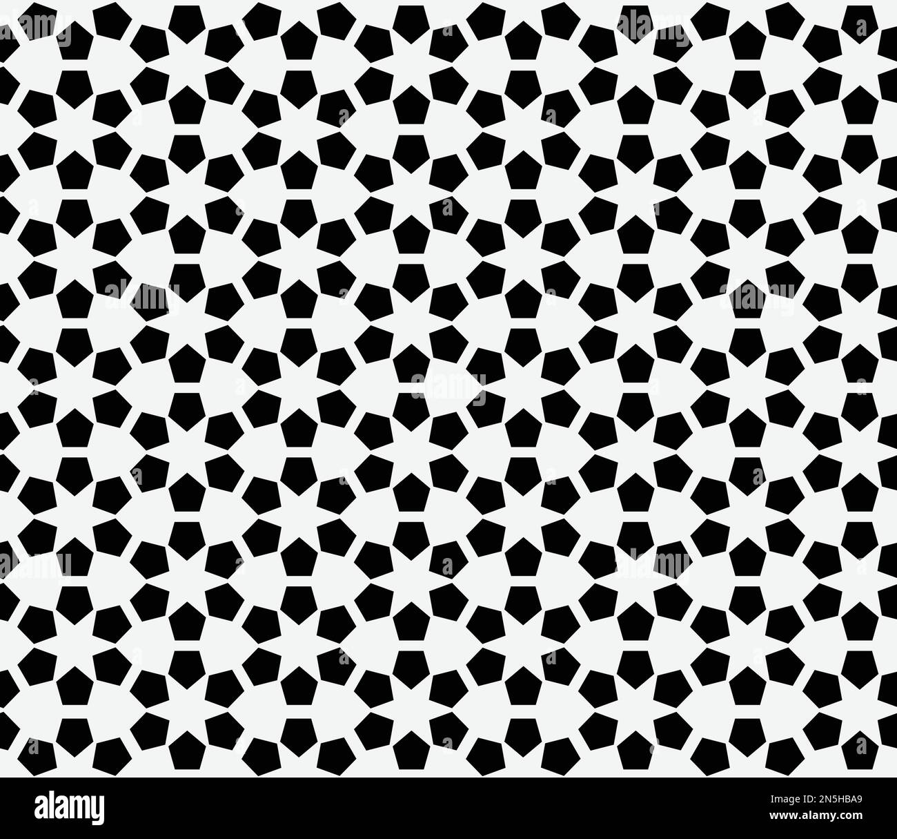 Vector modern seamless pentagon pattern. Black and white abstract geometry background. pillow ...