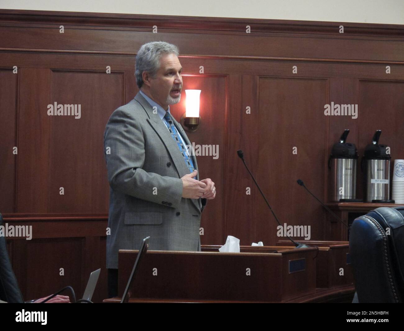 Sen. Pete Kelly, R-Fairbanks, speaks on the floor of the Alaska Senate ...