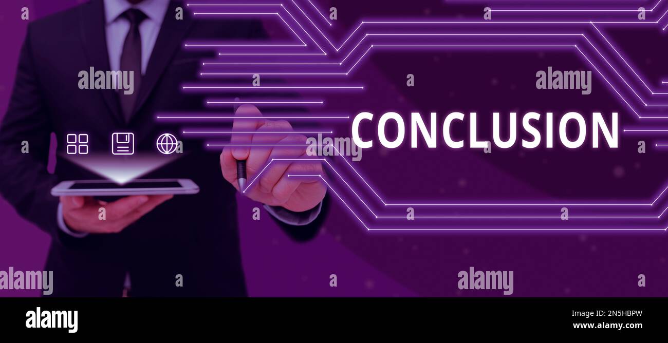 Text sign showing Conclusion. Business showcase Results analysis Final ...
