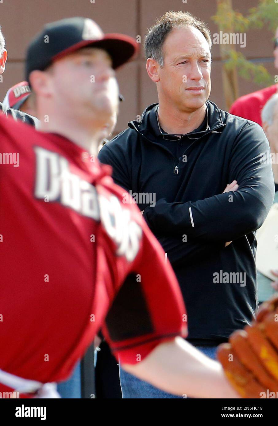 Arizona Diamondbacks special assistant Luis Gonzalez watches pitcher ...