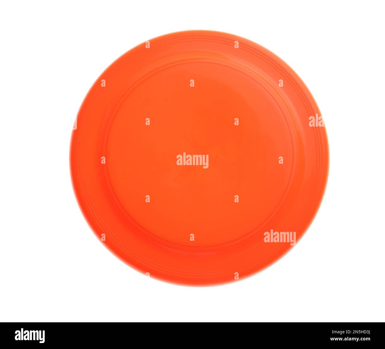 Orange plastic frisbee disk isolated on white, top view Stock Photo - Alamy