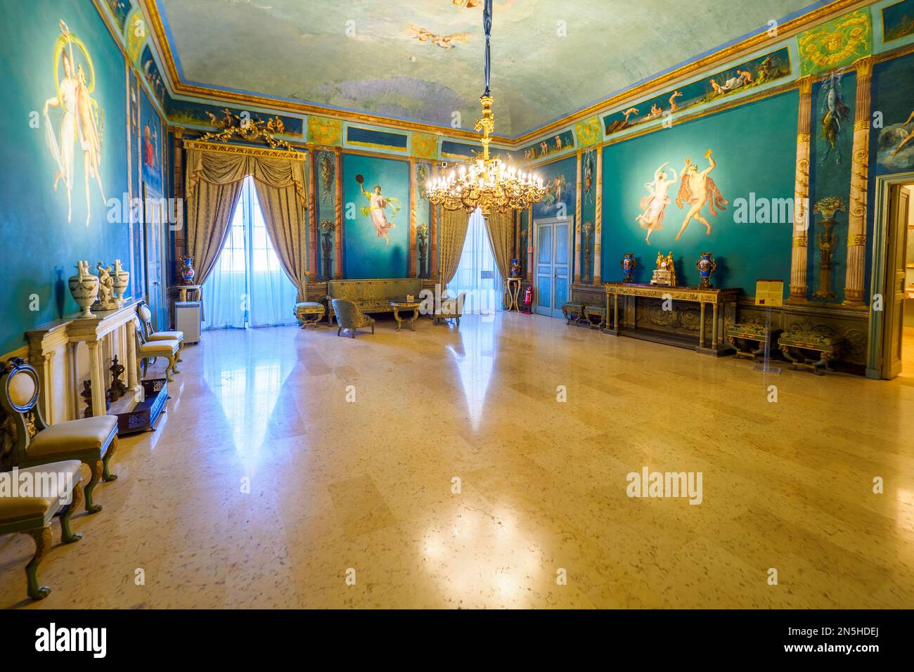 Pompeian Room otherwise known as the Sala della Regina, painted by ...