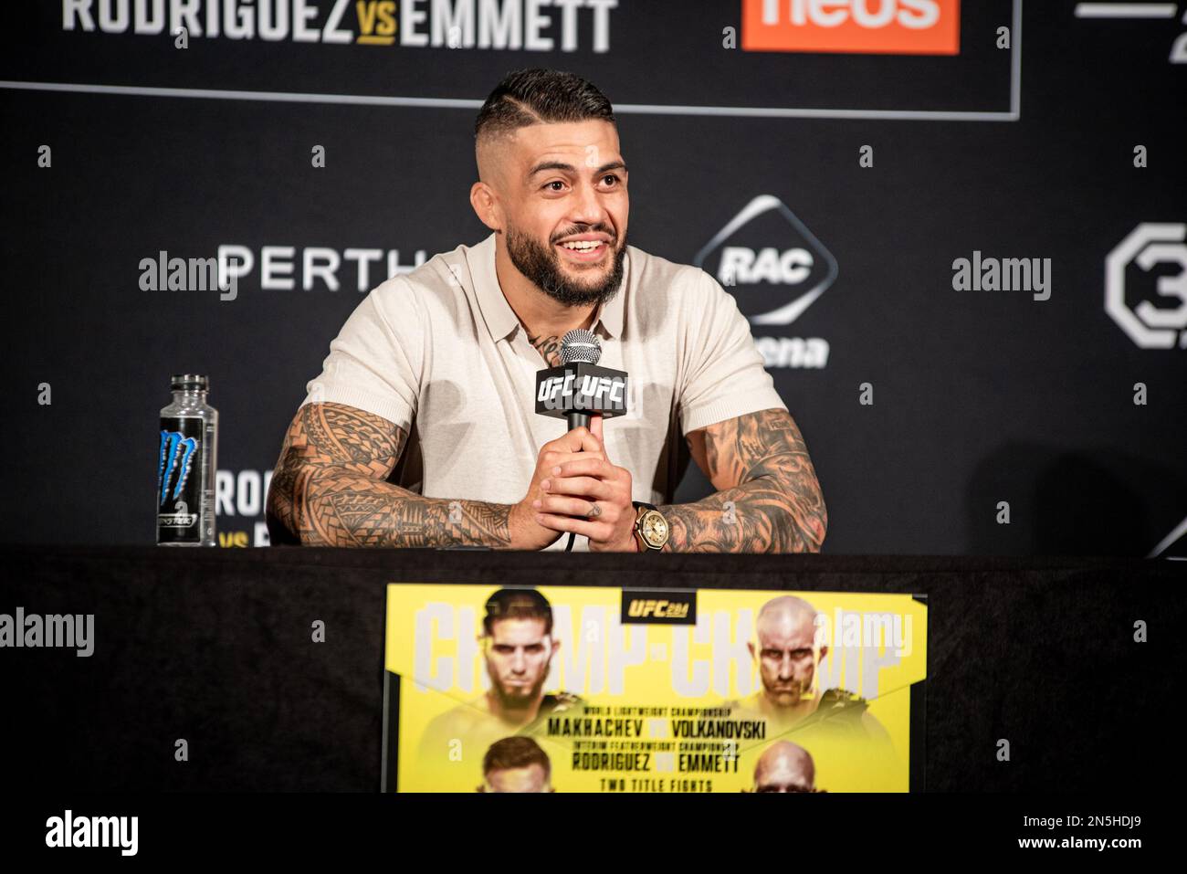 PERTH, AUSTRALIA - FEBRUARY 9: Tyson Pedro addresses the press ahead of ...