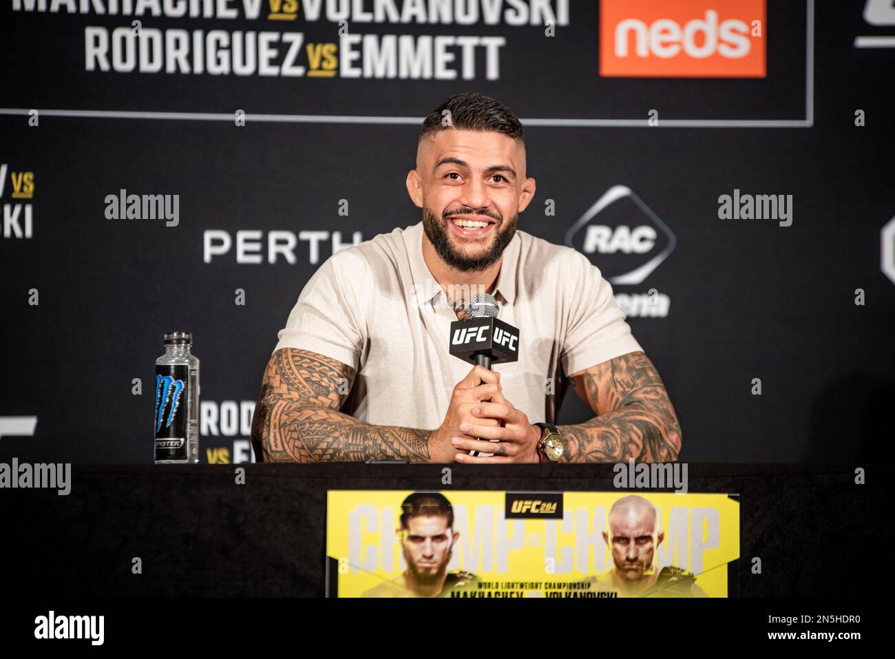 PERTH, AUSTRALIA - FEBRUARY 9: Tyson Pedro addresses the press ahead of ...