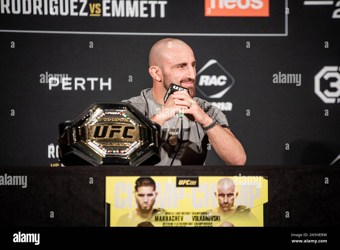 PERTH, AUSTRALIA - FEBRUARY 9: Featherweight Champion Alexander ...