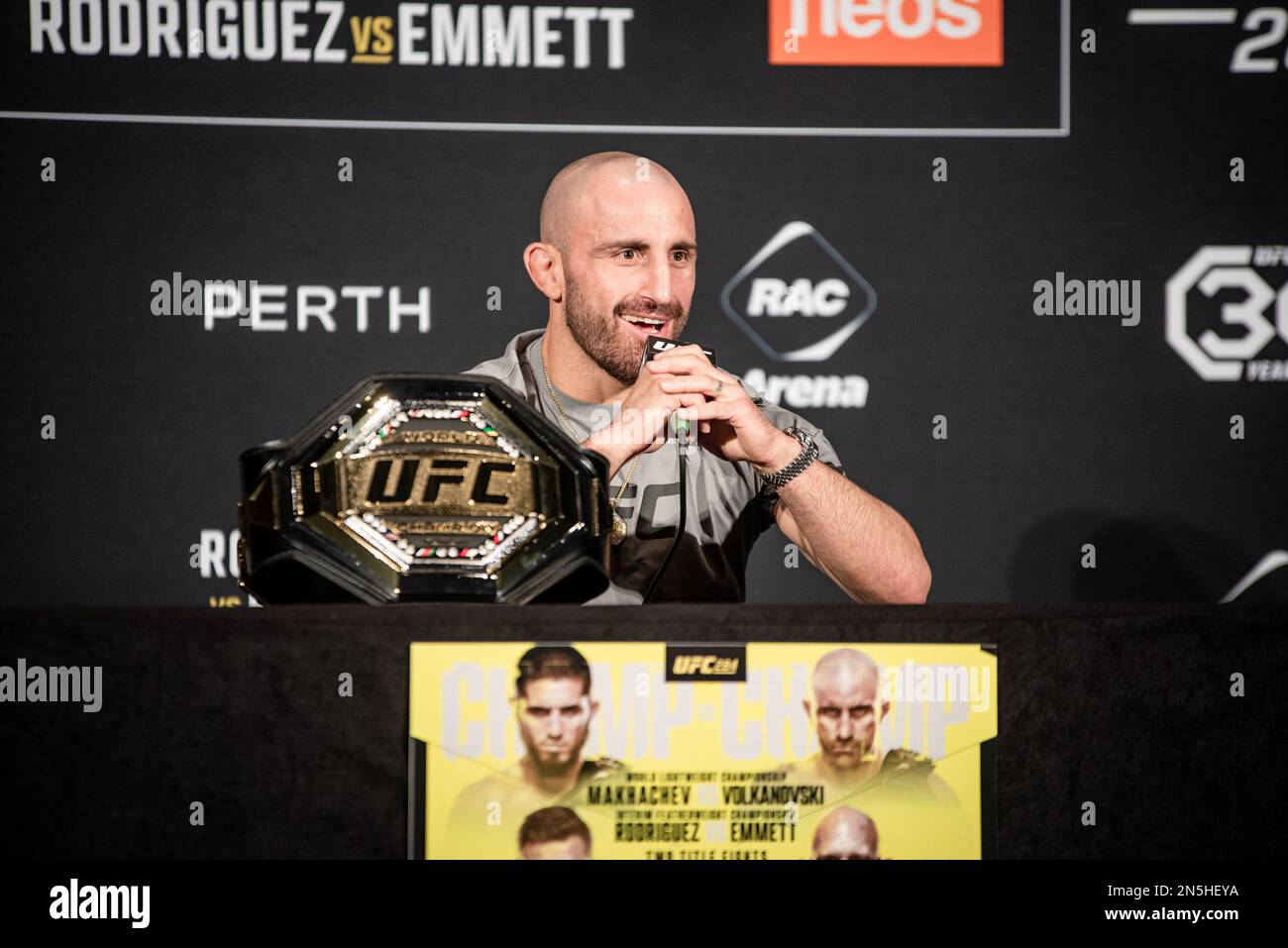 PERTH, AUSTRALIA - FEBRUARY 9: Featherweight Champion Alexander ...