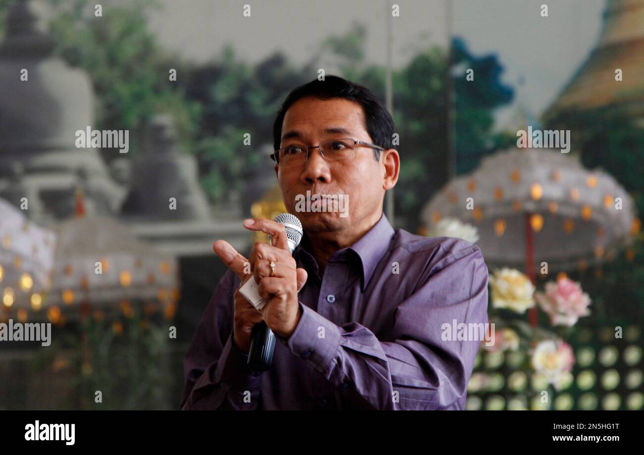 In this Friday, Feb. 7, 2014 photo, Dr. Aye Maung, Rakhine Nationalities Development party ...