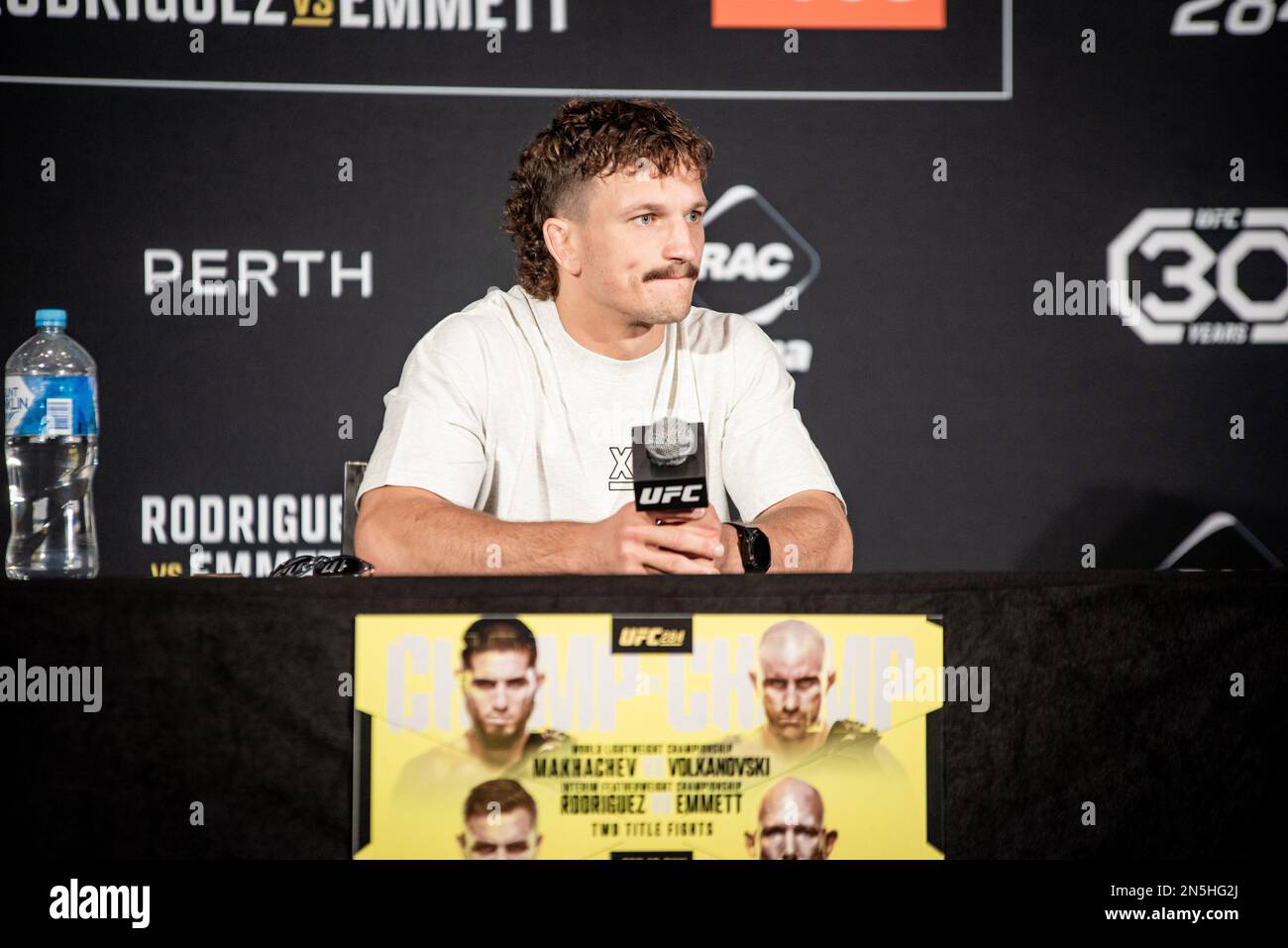 PERTH, AUSTRALIA - FEBRUARY 9: Jack Jenkins addresses the press ahead ...