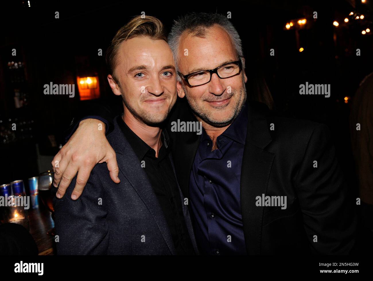 Tom Felton, left, a cast member in "In Secret," poses with the film's ...