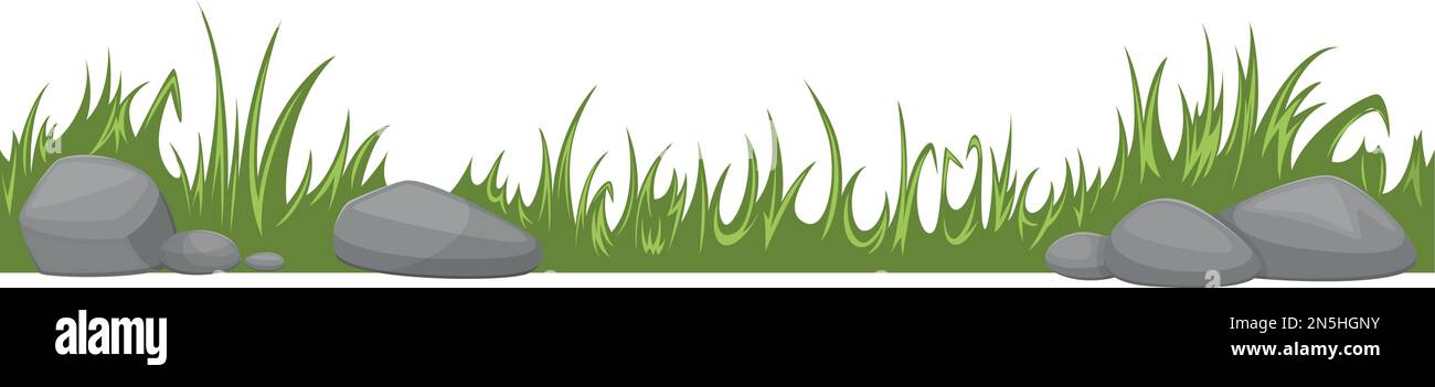 Ground seamless border. Cartoon grass and stones Stock Vector Image ...