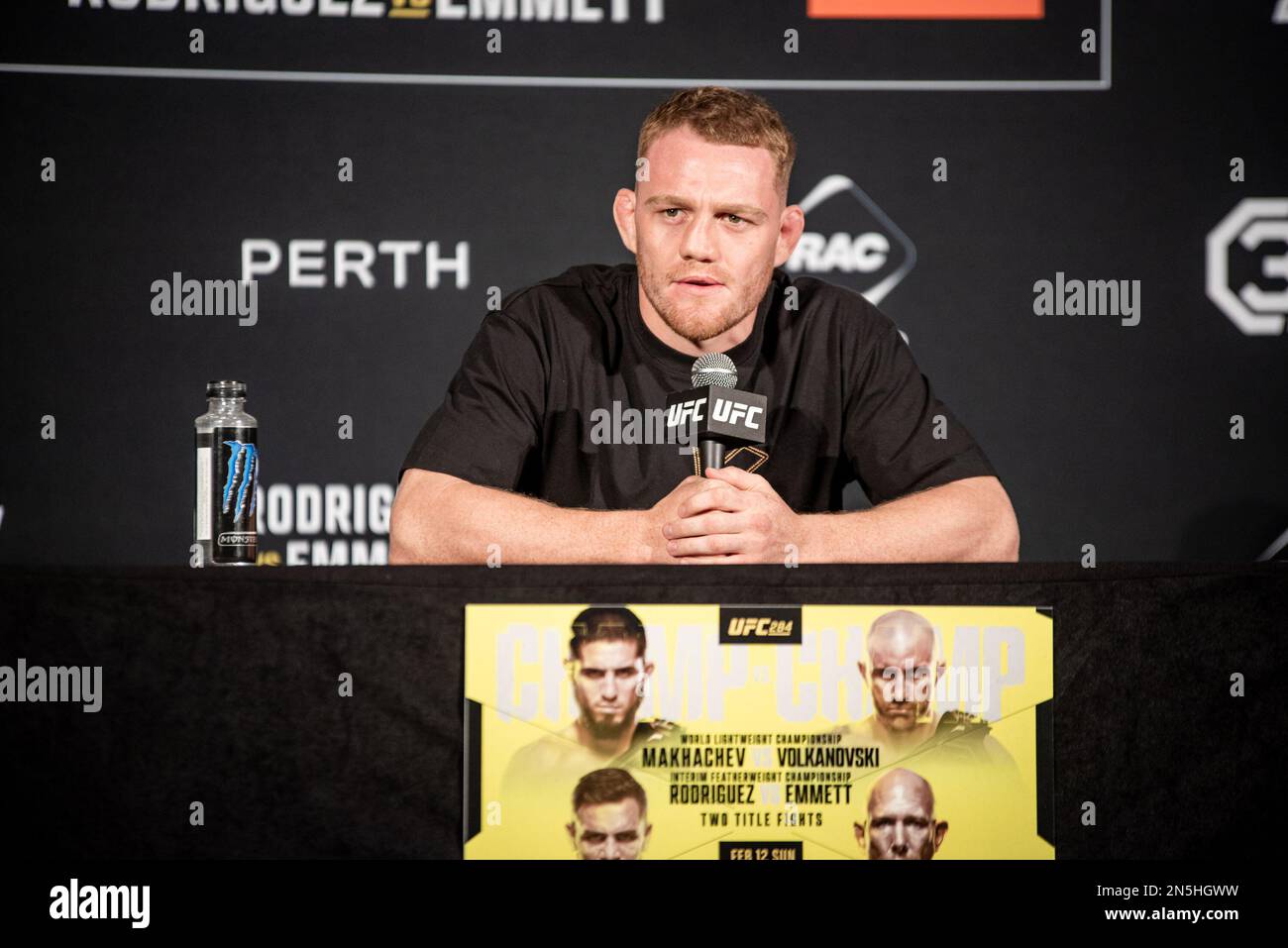 PERTH, AUSTRALIA - FEBRUARY 9: Jack Della Maddalena addresses the press ...