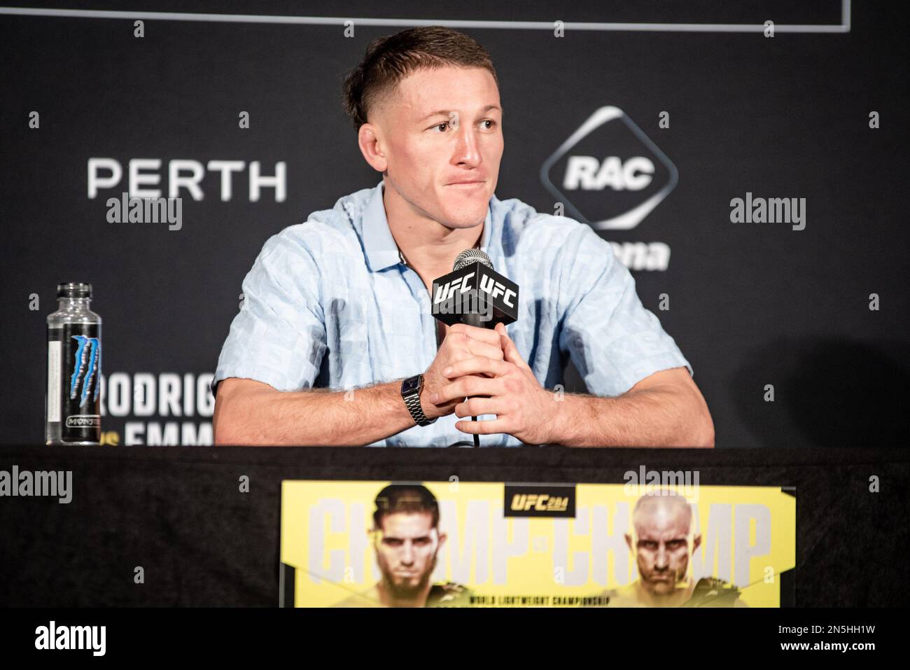 PERTH, AUSTRALIA - FEBRUARY 9: Shane Young Maddalena addresses the ...