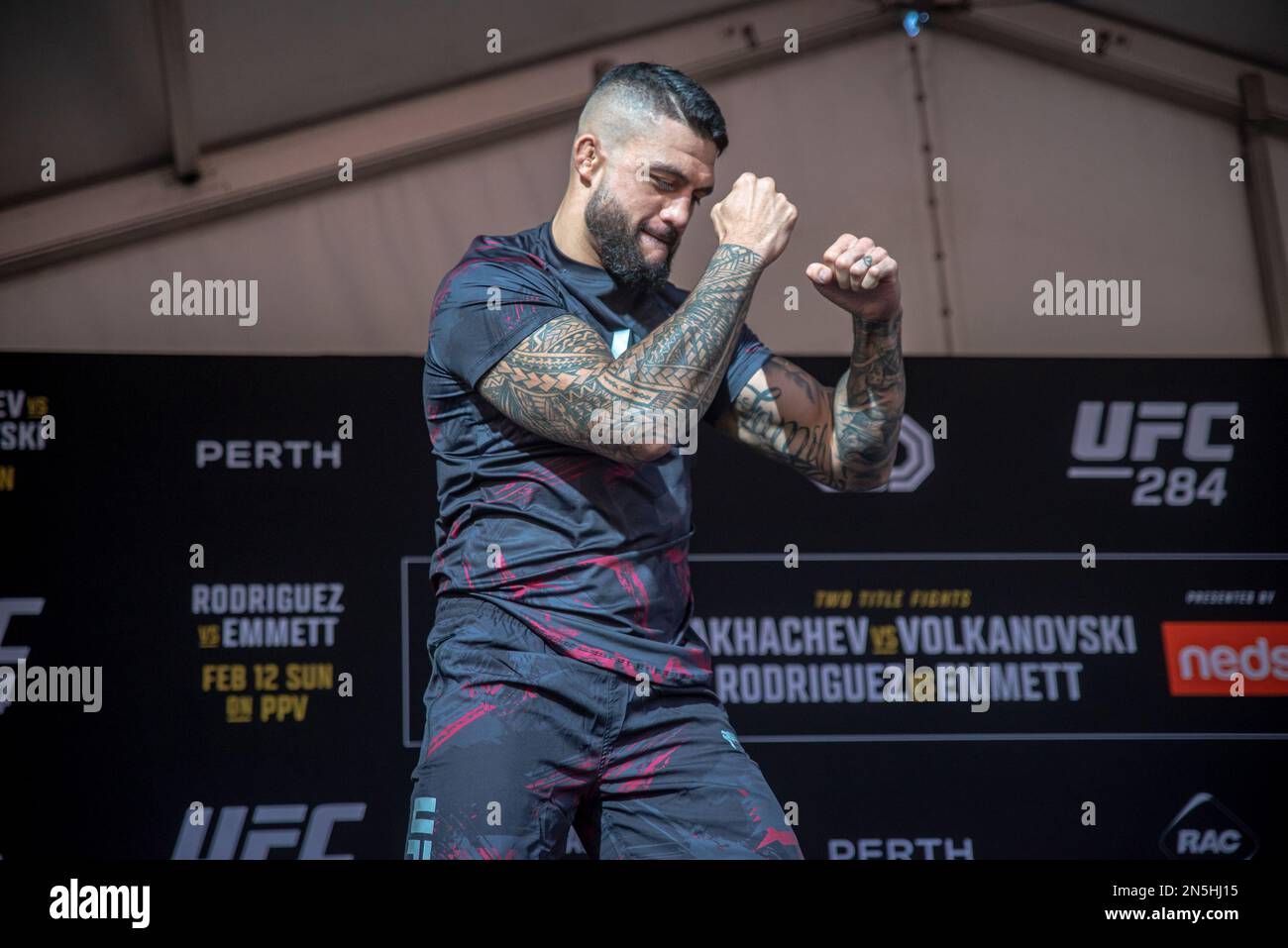 PERTH, AUSTRALIA - FEBRUARY 9: Tyson Pedro Entertains and interacts ...