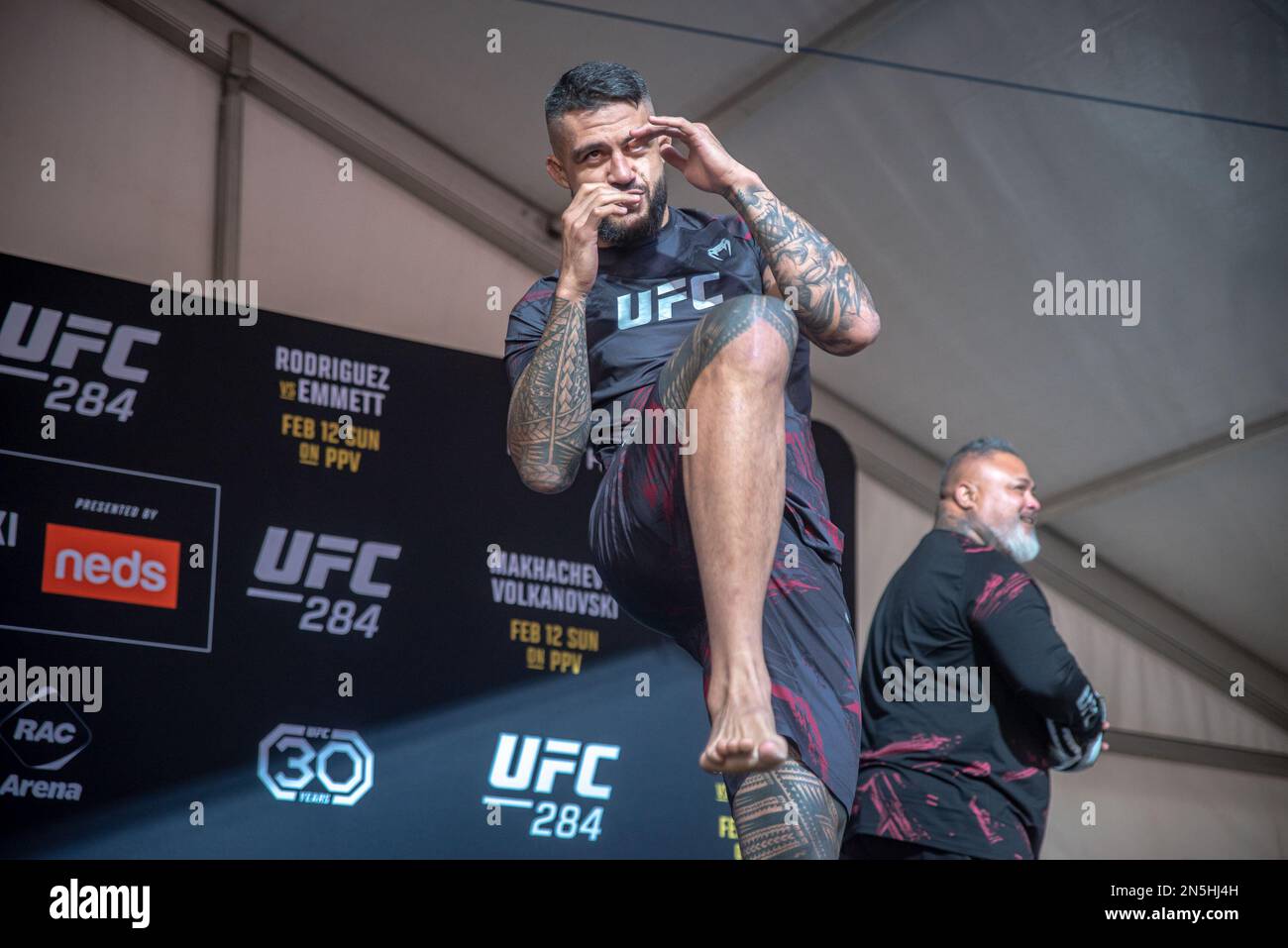 PERTH, AUSTRALIA - FEBRUARY 9: Tyson Pedro Entertains and interacts ...