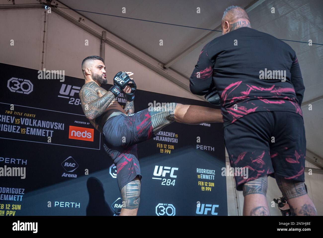 PERTH, AUSTRALIA - FEBRUARY 9: Tyson Pedro Entertains and interacts ...