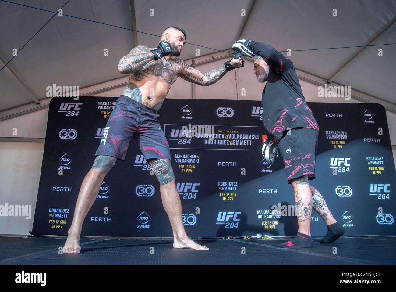 PERTH, AUSTRALIA - FEBRUARY 9: Tyson Pedro Entertains and interacts ...