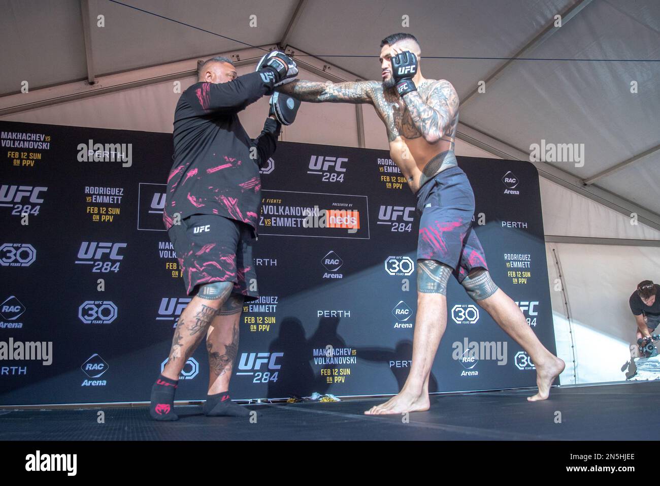 PERTH, AUSTRALIA - FEBRUARY 9: Tyson Pedro Entertains and interacts ...