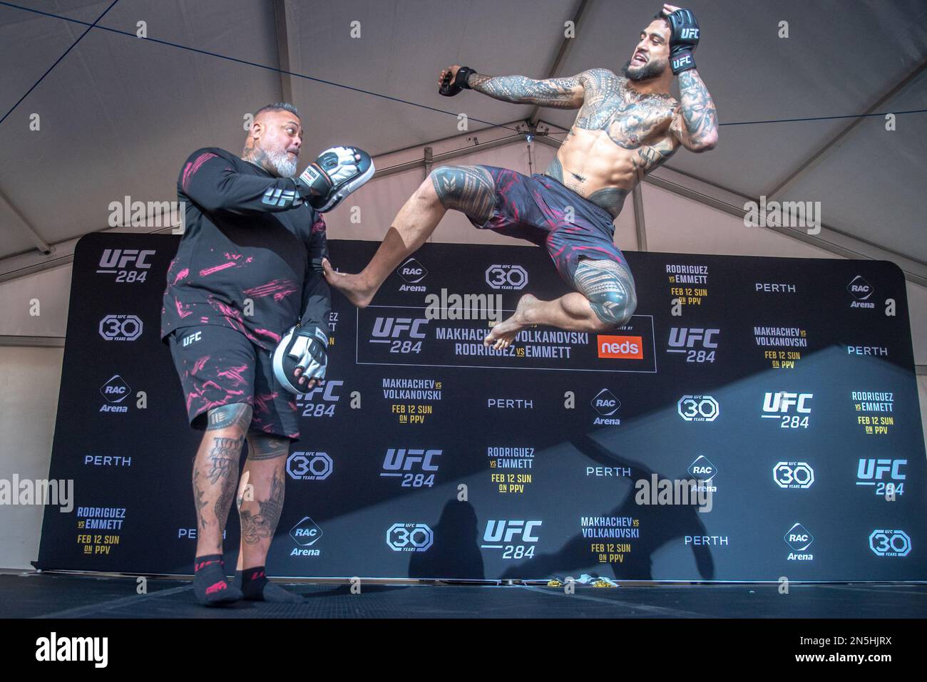 PERTH, AUSTRALIA - FEBRUARY 9: Tyson Pedro Entertains and interacts ...