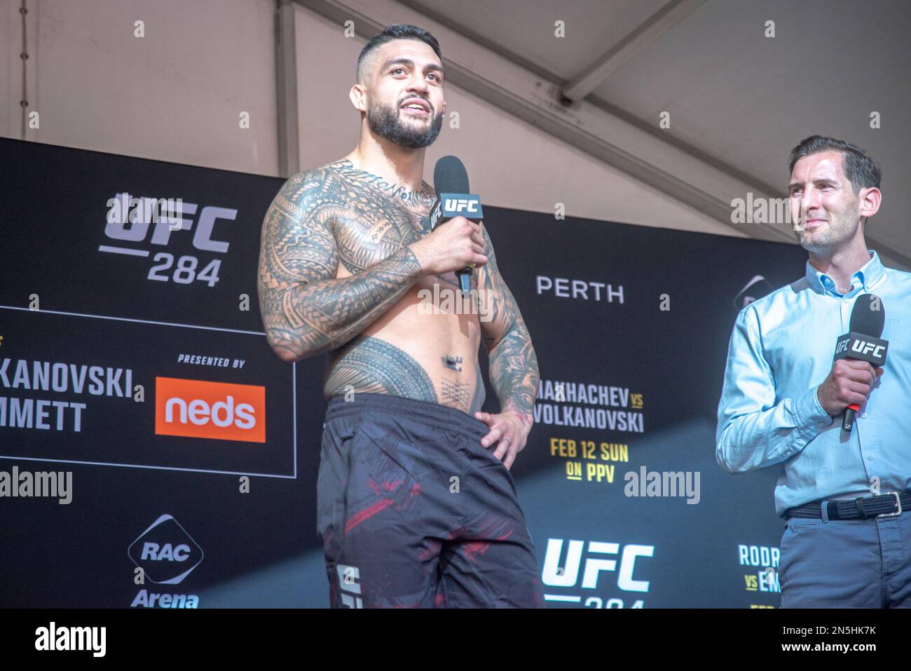 PERTH, AUSTRALIA - FEBRUARY 9: Tyson Pedro Entertains and interacts ...
