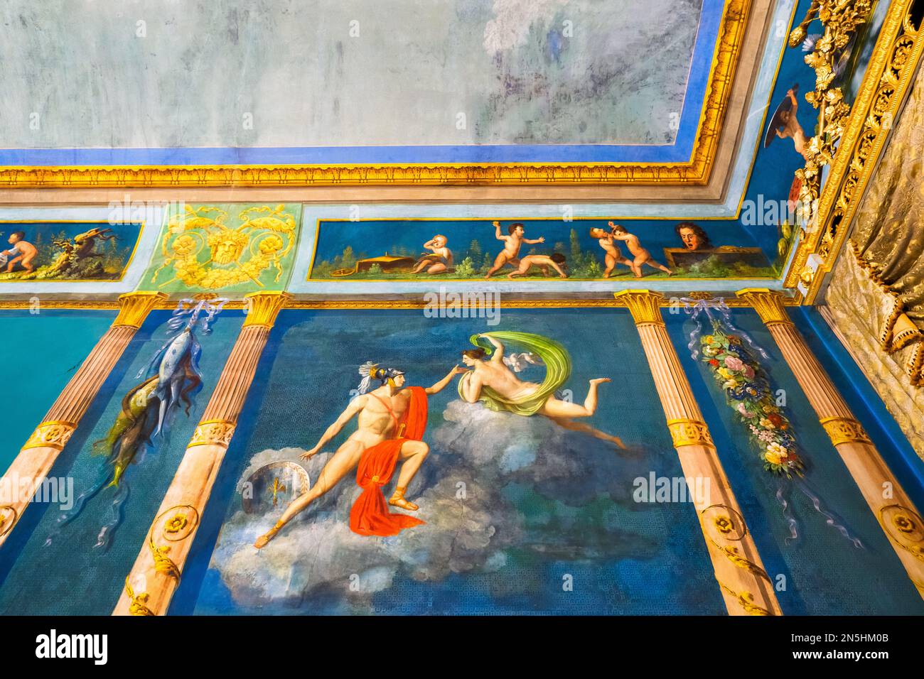 Pompeian Room otherwise known as Sala della Regina, painted by Giuseppe ...