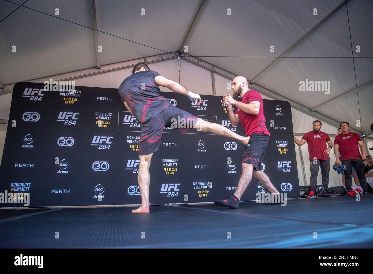 PERTH, AUSTRALIA - FEBRUARY 9: Lightweight Champion Islam Makhachev ...