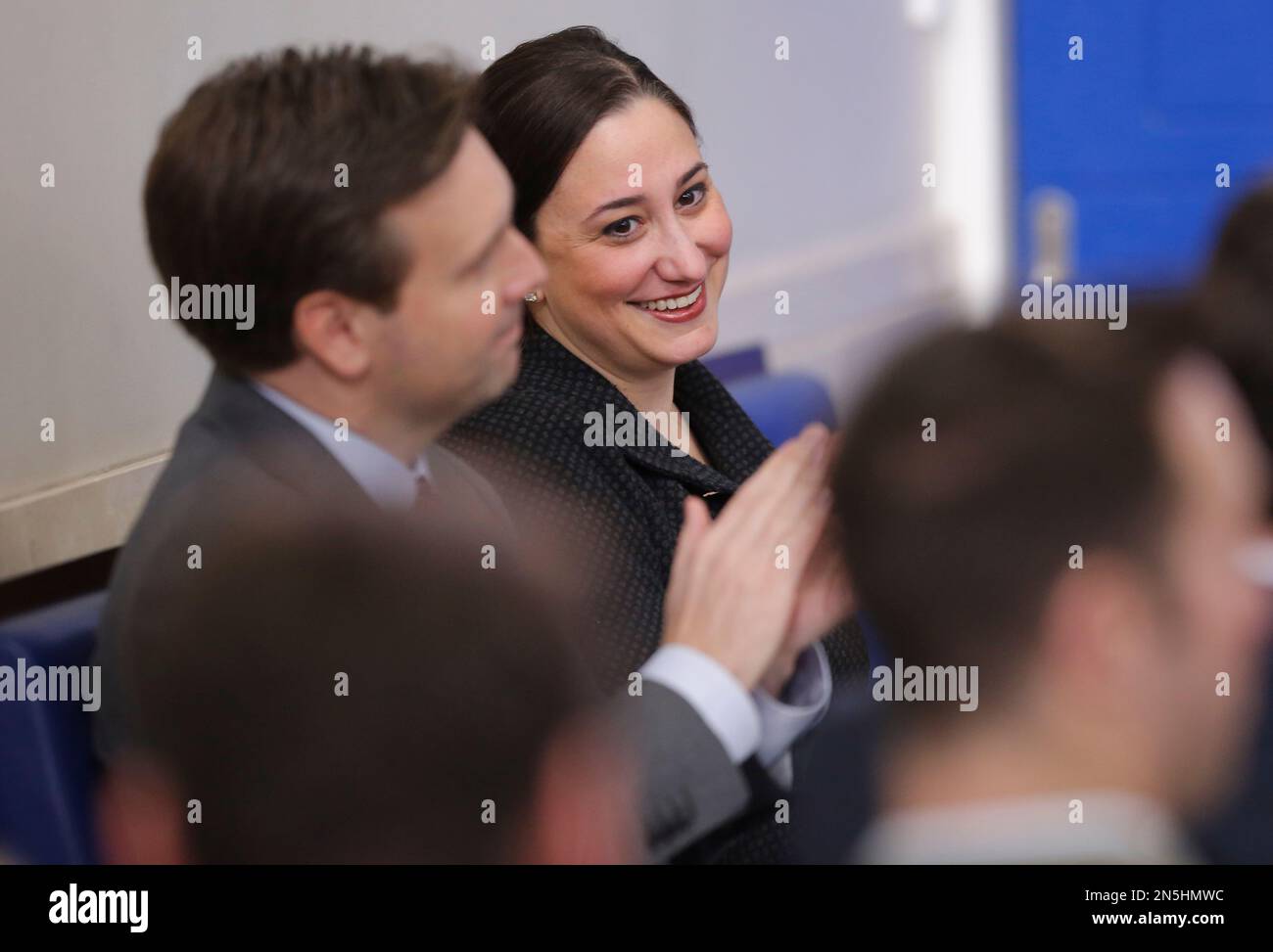 Deputy Press Secretary Jamie Smith is applauded by Principal Deputy ...