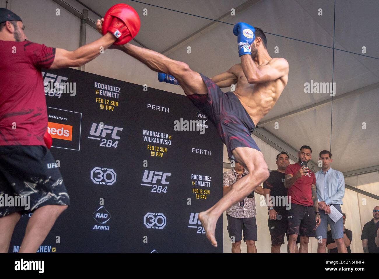 PERTH, AUSTRALIA - FEBRUARY 9: Yair Rodriguez Entertains and interacts ...