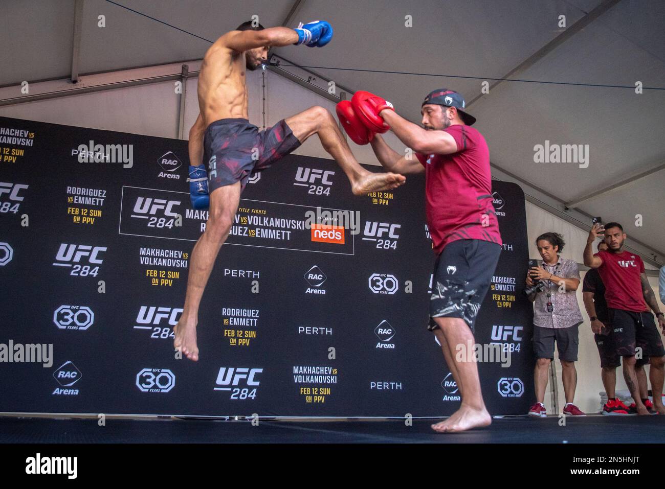 PERTH, AUSTRALIA - FEBRUARY 9: Yair Rodriguez Entertains and interacts ...